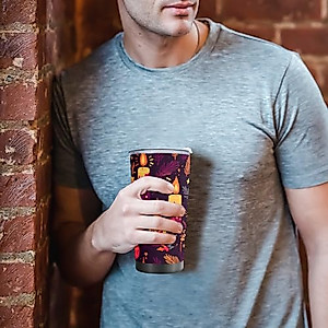 QWEUIOP 20oz Insulated Travel Coffee Mug Cartoon Purple Candles Stainless Steel Tumbler with Lid Double Wall Vacuum Coffee Cup For Hot and Cold Drinks14138