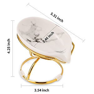 Dobbyby Leaf-Shaped Ceramic Soap Dish with Drain, Soap Holder, Soap Saver, Soap Tray, Bar Soap Holder, Easy Cleaning, for Shower Bathroom Kitchen Sink Bathtub, Pro-Environment White