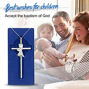 Wall Cross Baptism Gifts Baptism 1st Holy Communion Christening Decoration Silver Baby Wall Cross Baptism Gifts for Girl Baptism, Baby Shower, Birthday, Silver Cross with Praying Girl