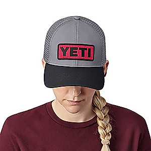 YETI Logo Badge Low Profile Trucker Hat, Black/Harvest Red