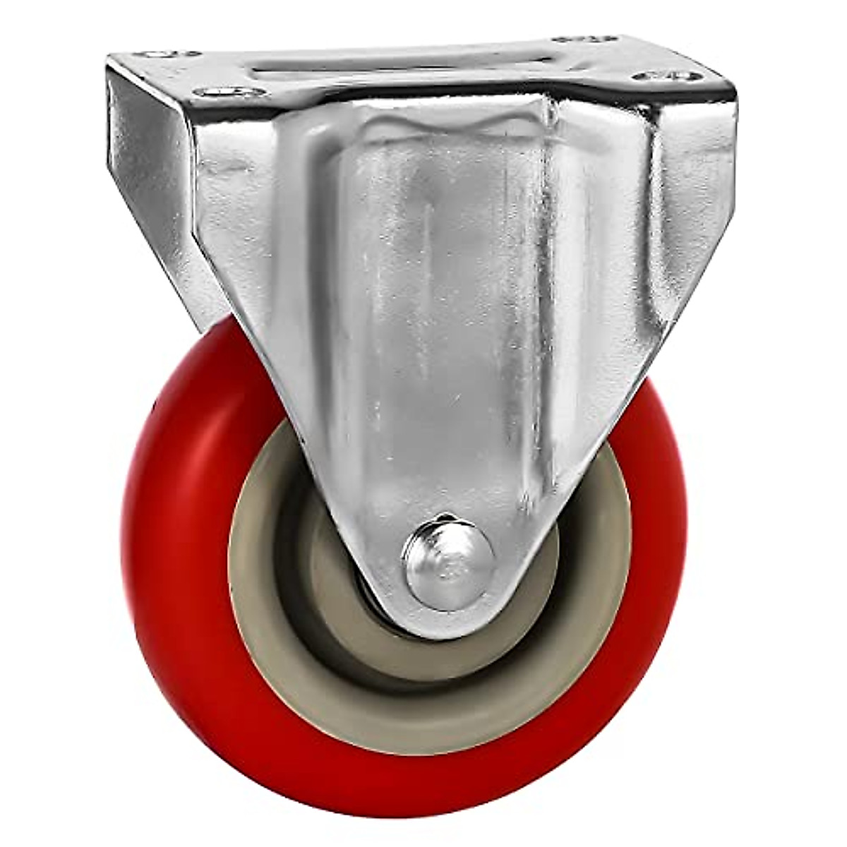 4 Pack 4" Caster Wheels Swivel 360 Degree 2 with Brake Swivel and 2 Rigid Non Swivel Fixed Stationery Combo On Red Polyurethane Wheels with Hardware