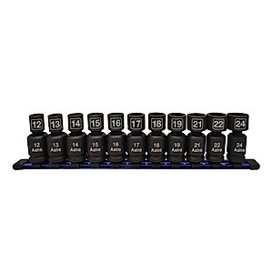 Astro Pneumatic Tool 78244 11Piece 1/2" Drive Nano Pinless Universal Impact Sockets - Metric