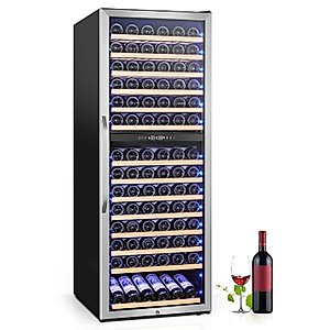 Velivi Wine Fridge Freestanding Dual Temperature Zone, Wine Cooler Refrigerator for 154 Bottles, 24 Inch Wide Large Wine Cooler with Professional Temperature Control System, Quiet Operation