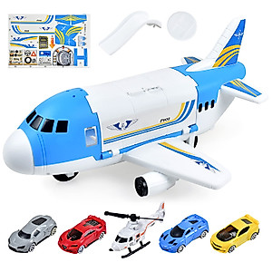 Tuko Transport Cargo Airplane Car Toy Play Set for 3+ Years Old Boys and Girls(Blue)