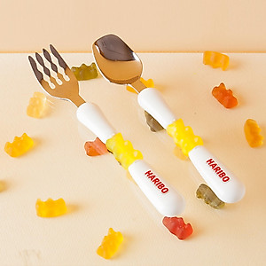 HARIBO Goldbear Fork - Kids & Toddlers Plastic Flatware with HARIBO Goldbear Figure Handle, Kids Eating Utensils for 4 years + Child, BPA Free Silverware for Kids (Green)