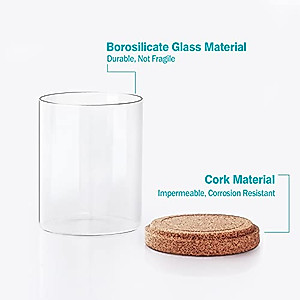 Anhow 12 OZ Glass Qtip Holders, 3 Pack Apothecary Jars Cotton Ball/Swabs Dispenser with Vanity Tray for Bathroom Canister Storage, Clear Bathroom Set Guest Room Essentials with Dust Cover