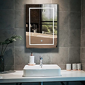 Loye Bathroom Medicine Cabinet with Lights, Aluminum Mirror Lighted Storage Cabinet, LED Medicine Cabinet with Dimmer for Bathroom (20 inches x 28 inches ), White