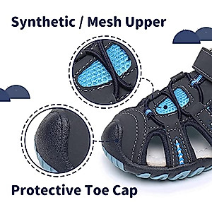 Apakowa Kid's Boy's Soft Sole Close Toe Sport Beach Sandals (Toddler/Little Kid) (Color : Blue, Size : 6 M US Toddler)