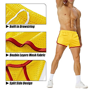 AIMPACT Mens Workout Jogging Suit Halloween Shorts Bodybuilding Shorts Yellow (AC11Yellow M)