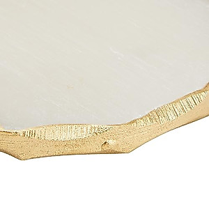 4 Pack Natural Selenite Crystal Coasters for Drinks, Geode Slices with Gold Painted Edge (3.75-4 in)