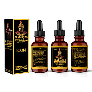 Gladiator Beard™ Oil (2 oz.) – Icon Scent – Ultra-Conditioning Formula with 9 All-Natural Carrier Oils Rich in Vitamin E to Soften and Strengthen Your Beard - Made in the USA