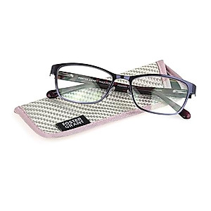 Foster Grant Women's Tierney Multifocus Cat-Eye Reading Glasses, Purple/Transparent, 53 mm + 1.75