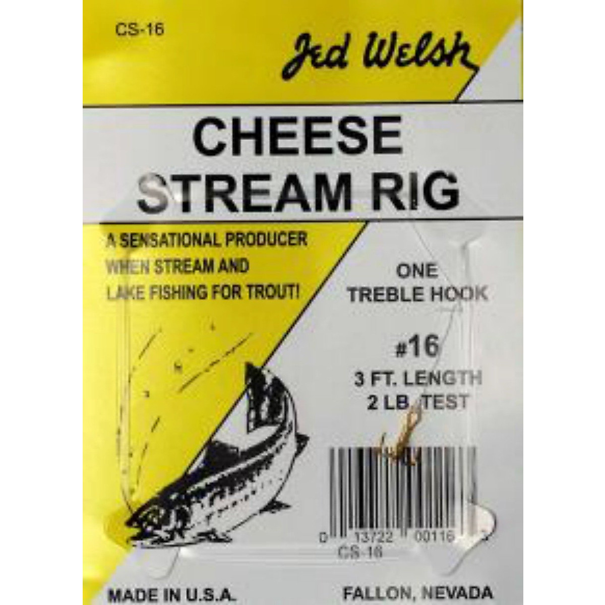 Jed Welsh Fishing 3 Pack Cheese Stream Rig Size 14 Hook Leader Rigs with #14 Hooks, Pre-Tied Ready to Fish-3 Pack, Clear