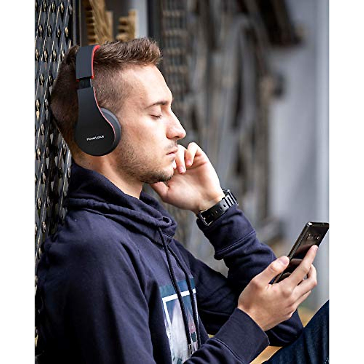 PowerLocus Rose Gold Bluetooth Headphones with Black/Red Bluetooth Headphones