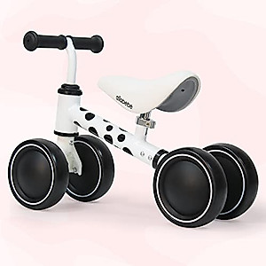 allobebe Baby Balance Bike for 1 Year Old, Toddler First Balance Bike, No Pedal Infant 4 Wheels Baby Walker First Birthday Gift, Mini Bike for 12-24 Months, Spotty Dog