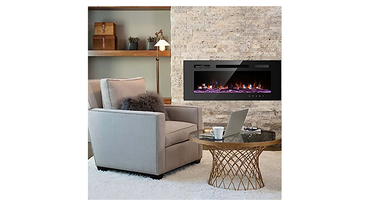 50 Inch Wall Mounted Electric Fireplace - Stylish Heat & Light