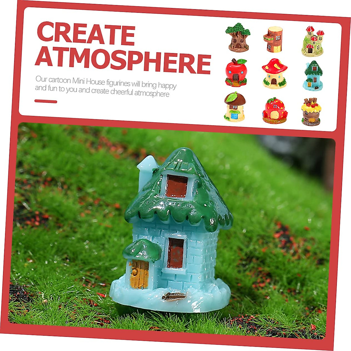 MERRYHAPY 9pcs Micro Landscape House Mini Decor Home Decor Mini House Miniature Resin House Decoraciones para Salas De Casa Fairy Mushroom House Small House Decoration Landscape Mini House