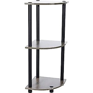 Furinno Turn-N-Tube 3-Tier Corner Display Rack Multipurpose Shelving Unit, French Oak Grey/Black, Model:12077GYW/BK