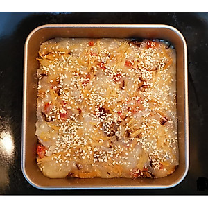 Ksdhotware 8'' x 3'' Deep Square Cake Pan Baking Mold Non-stick Coating Heavy Duty Brownie Bread Tray (Champagne Gold) (Square)