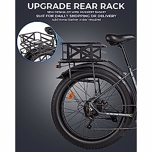 Mukkpet Suburban 750W Electric Bike for Adults 26'' * 4.0 All Terrain Tire Electric Mountain Bikes 48V 15AH BMS Removable Lithium Battery Electric Bicycle Shimano 7-Speed Electric Bike, Standard…