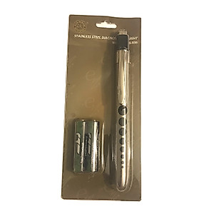 EMI Stainless Steel Diagnostic Medical Penlight with Pupil Gauge - Silver EPL-935