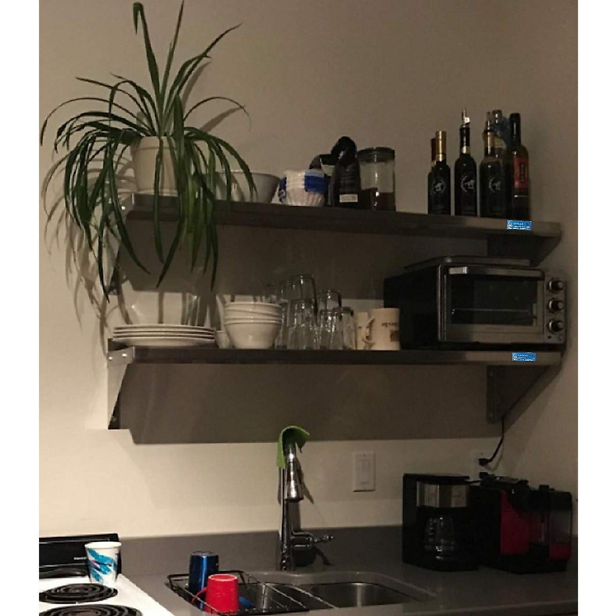 AmGood 18" Width x 24" Length | Stainless Steel Wall Shelf | Square Edge | Metal Shelving | Heavy Duty | Commercial Grade | Wall Mount | NSF Certified