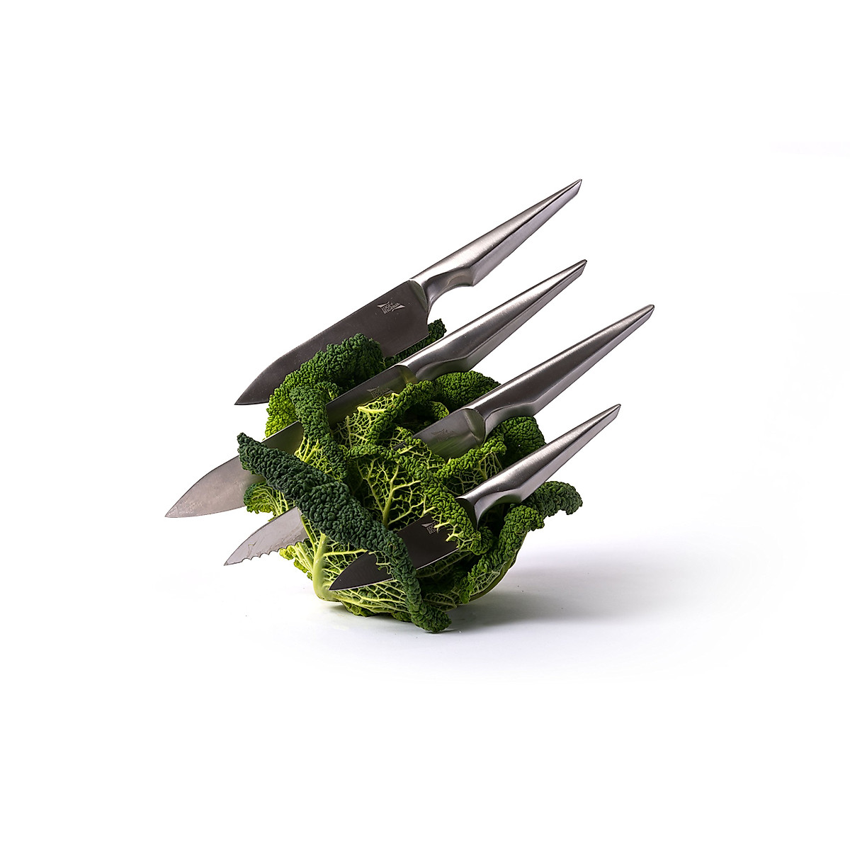 Edge of Belgravia ARONDIGHT Stainless Steel Chef Knife Set With Erogonomic Grip | Paring Knife, 6” Chef’s Knife, Bread Knife, and 7.5” Chef’s Knife. (Metallic,Pack Of 4)