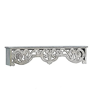 Deco 79 Wood Floral 1 Shelf Wall Shelf, 48" x 8" x 10", White