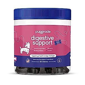 PupGrade Digestive Support Chews for Dogs - Upset Stomach, Diarrhea, Bowel, & Immune Support - Supplement with Probiotics, Prebiotics, Enzymes - Pumpkin, Blueberry, Mineral Oil - 60 Soft Chews