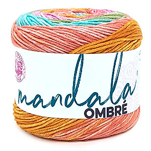 Lion Brand Yarn Mandala Ombré Yarn with Vibrant Colors, Soft Yarn for Crocheting and Knitting, Tranquil, 1-Pack