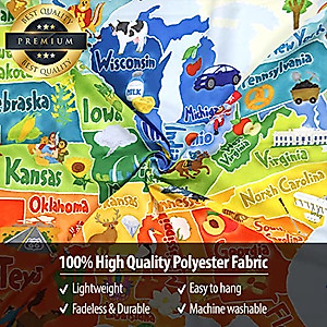 BASHOM TP-008 United states MAP Tapestry 60''x40''(150x100cm) Poster for Kids Educational learning Wall Hanging for Bedroom Living Room Nursery Dorm Home Decor USA America US map