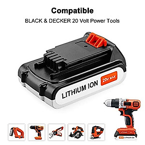 2Pack 3.0Ah LBXR20 Battery for Black and Decker 20V MAX Lithium Battery LBXR20 LBXR20-OPE LB20 LBX20 LBX4020 LB2X4020-OPE + 20V Battery Charger for Black Decker 20V Lithium Battery