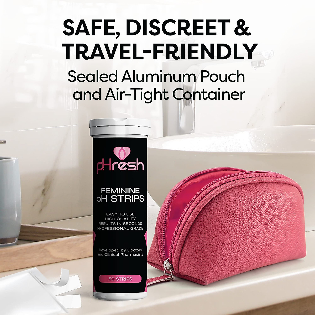 pHresh Vaginal pH Test Strips for Women - Measures Acidity, Alkalinity and pH Balance for Women - pH Strips for Bacterial Vaginosis Treatment & Vaginal Health Monitoring - Quick & Accurate Results