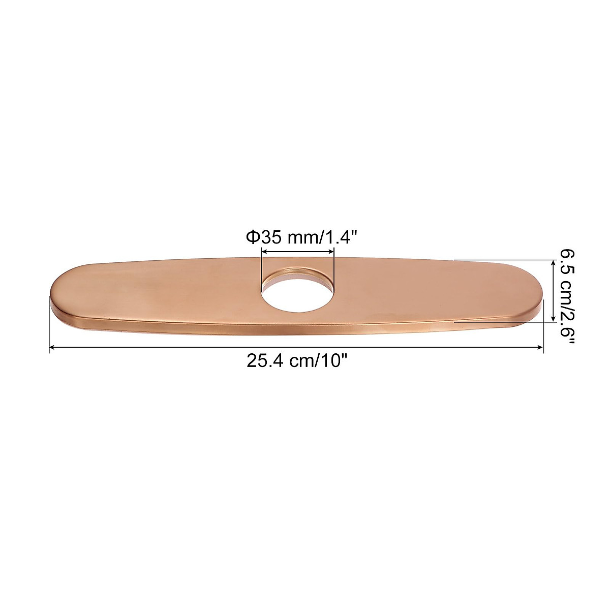 uxcell 10 Inch Hole Cover Deck Plate Escutcheon, Stainless Steel Sink Cover Plate for Bathroom or Kitchen Sink Faucet, Oval Rose Gold