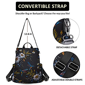 Backpack Purse for Women Travel Backpack Anti Theft Fashion Backpack Nylon Waterptoof Backpack Daypack College Bookbag Shoulder Bag Cute Hummingbird