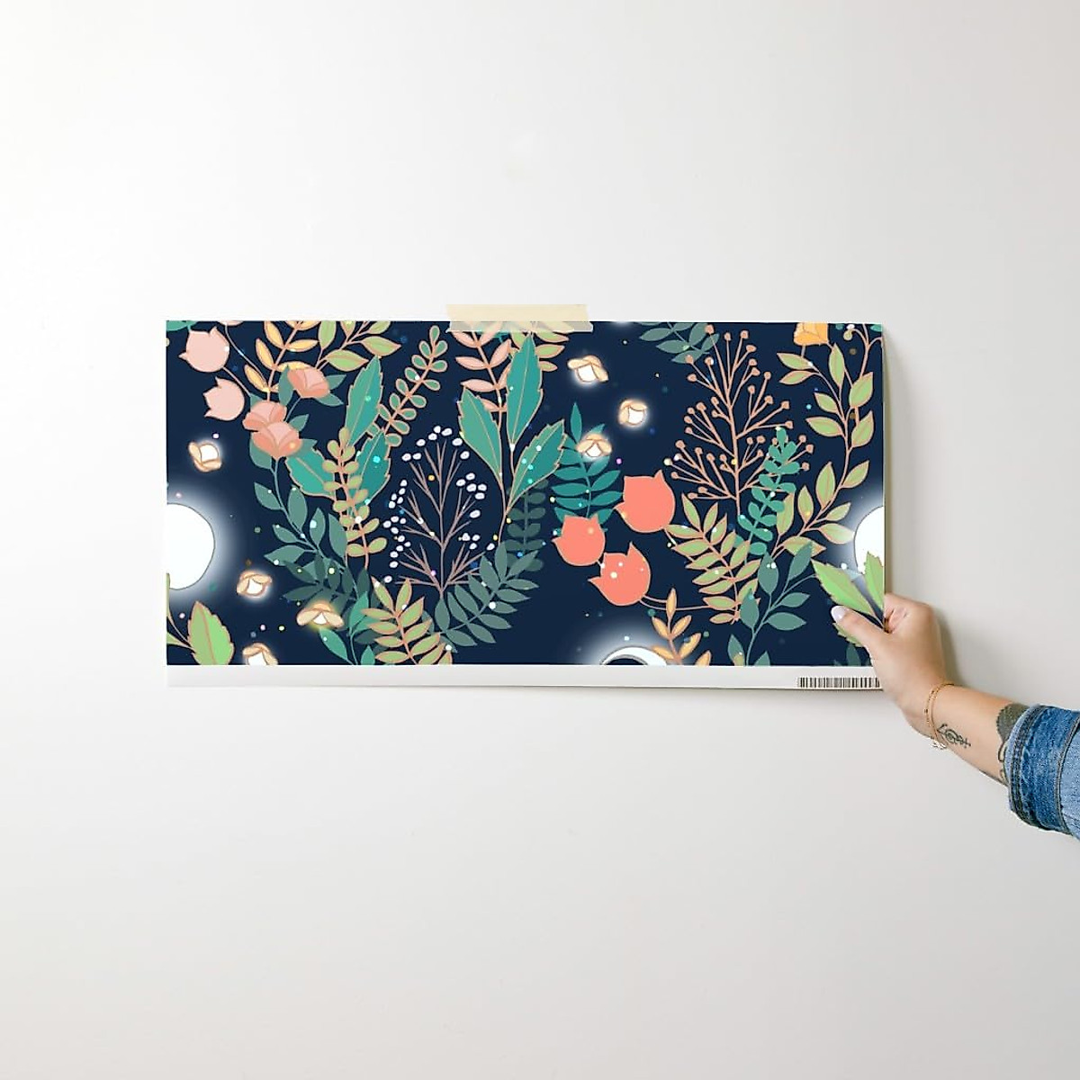 Peel & Stick Wallpaper Swatch - Fireflies Stars Night Bugs Moon Insects Custom Removable Wallpaper by Spoonflower