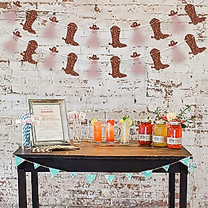 Boot and Cowboy Hat Garland Rose Gold Nash Bash Banner for Nashville Bachelorette Party Last Rodeo Last Hoedown Bachelorette Party Western Cowgirl Birthday Party Decorations