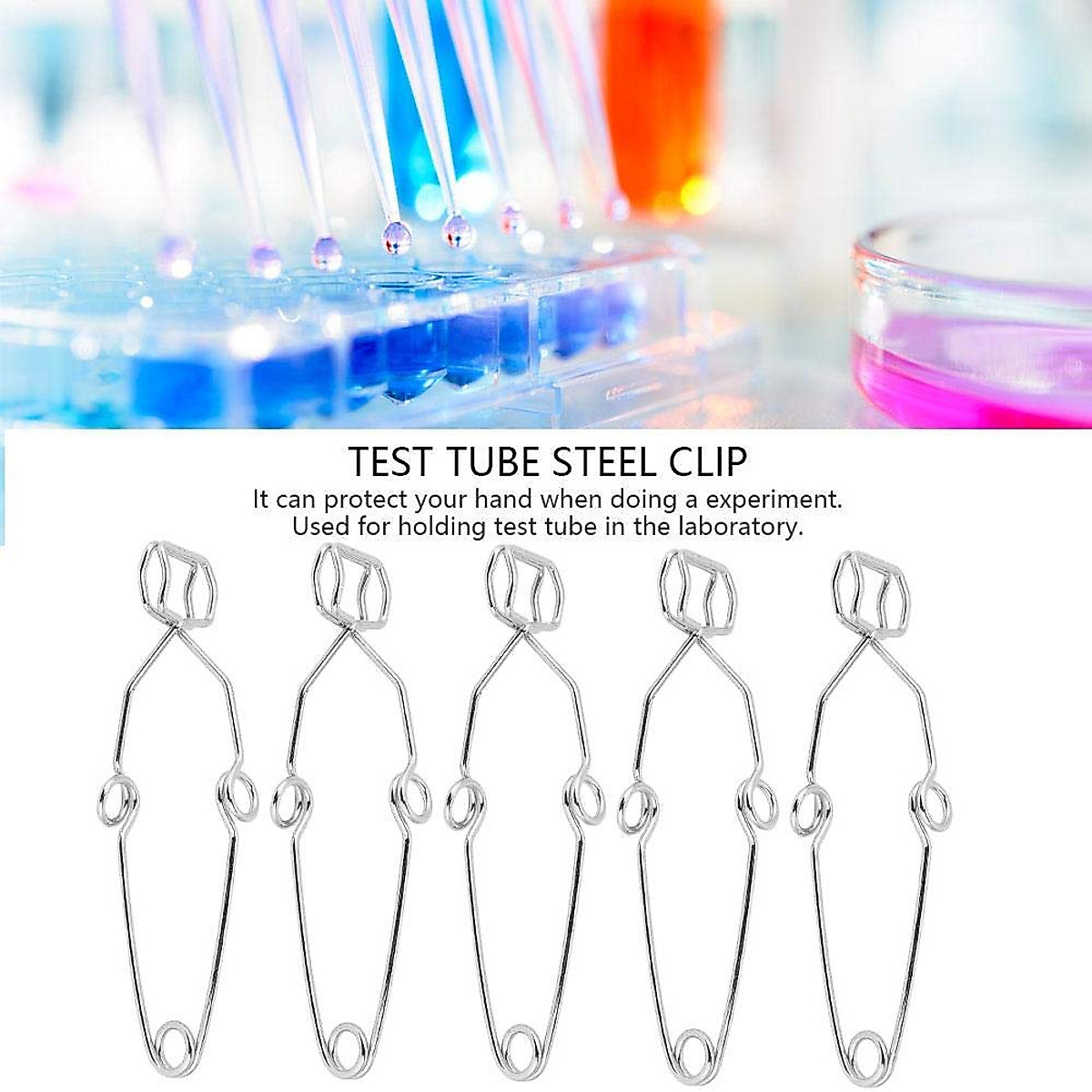 5PCS Spring Test Tube Holders Steel Clip Clamp Holder Testing Tube Holder Laboratory Test Tube Clip Laboratory Experiment Testing Holder 14.5cm Length Suitable for Standard Test Tubes