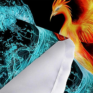 Fantasy Phoenix Tapestry, Water Ice and Fire Rising Phoenix Animal Anime Wall Hanging for Bedroom, Aesthetic Tapestry for Men Beach Blanket College Dorm Home Decor(60X40)