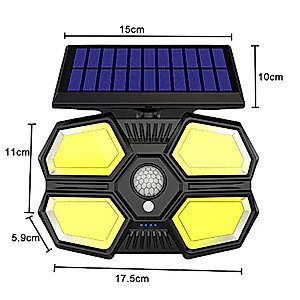 Aolyty Solar Lights Outdoor, 3 Working Modes Solar Motion Sensor Security Light with Remote Control,180 Bright COB LED 1500LM Flood Lights 6500K for Yard, Garden, Garage, Walkway, Driveway