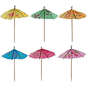 [240 Count] Umbrella Cocktail Drink Picks - Assorted Tropical Colors Party Toothpicks