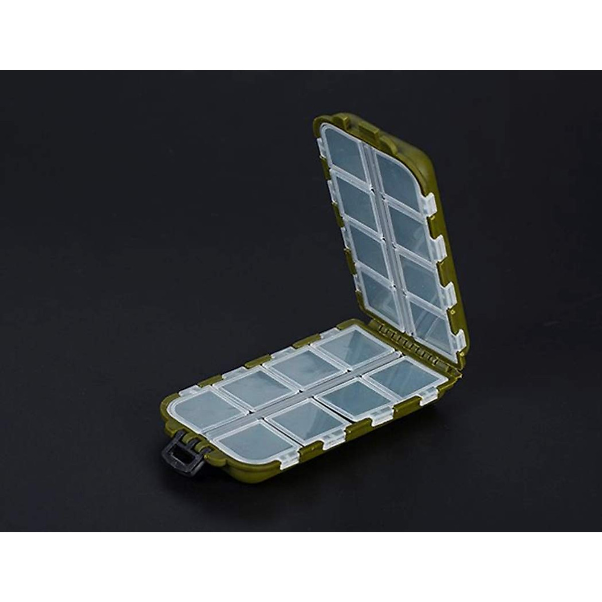 Toasis Small Fishing Tackle Box Hooks Swivels Sinkers Float Stops Storage Container (Olive-4pcs)