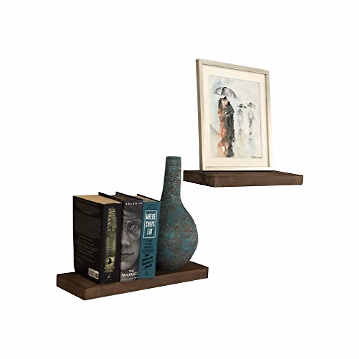 AVIGNON HOME Rustic Floating Wood Shelves Wall Mount Hanging Shelves Book Shelves Industrial Wood Book Shelves Storage, Display & Decor 16" Wide (Brown, 16 inches)