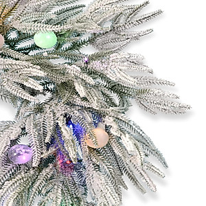 Frosted Acadia Wreath | Pre-strung with 50 LED lights | Indoor or covered Outdoor