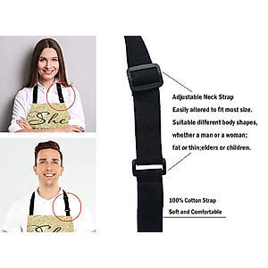 Lefolen Proverbs 31:25 Adjustable Bib Apron Bible Verse Gold Sparkles Glitter Pattern Print Cooking Kitchen Apron for Men Women