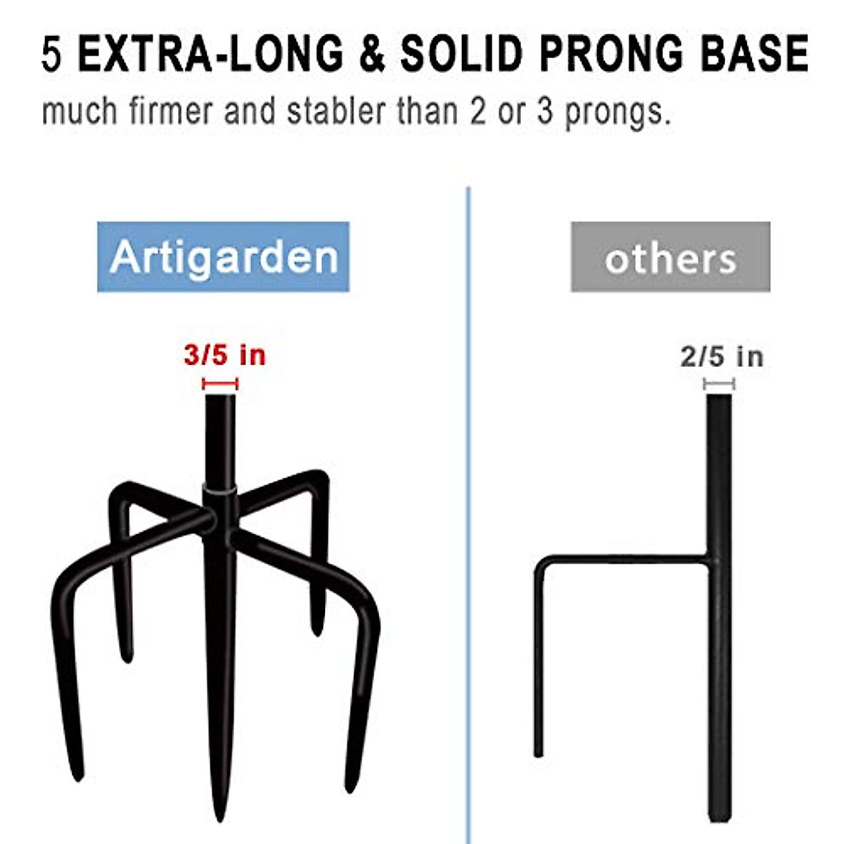 Artigarden Outdoor Shepherd Hooks 92 inch Tall for Bird Feeder (2 Packs), Adjustable Metal Garden Poles for Hanging Plants Solar Light Lantern, Bright Black