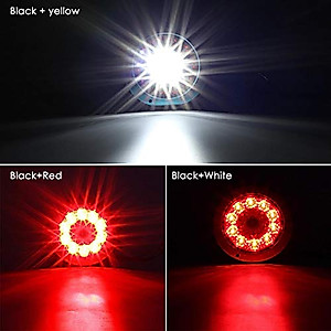 Partsam 2Pcs 4" Inch Round LED Trailer Tail Lights White Red Taillights Flange Mount 16 LED DC 12V Sealed Waterproof Stop Brake Tail Running Reverse Backup Lights Lamps for RV Trailer Trucks