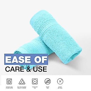 BHT Towels - 100% Cotton Thick & Large 600 GSM Hand Towel - Genuine Ringspun, Luxury Hotel & Spa Quality (Set of 4 Hand Towels, Light Turquoise)