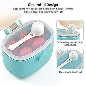 NCVI Baby Formula Dispenser with Scoop and Leveller Portable Storage Formula Containers for Travel, Non-Spill Smart Baby Milk Powder Formula Dispenser for Fruits, Snacks and Nuts (Green)
