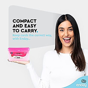 Index Card Holder Pink, 3x5 Note Flash Card Organizer Case, Index Card File w/ flip top, Notecard Recipe, Holder, Holds 250 Cards, Also Available in Purple, Red, Green, Blue, Grey (1 PC) - By Enday